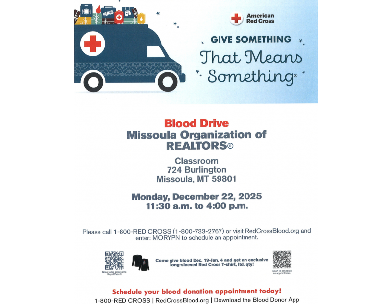Red Cross Blood drive 12/22/2025 Missoula, Montana, Missoula ...