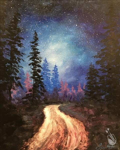 Nighttime Forest Painting